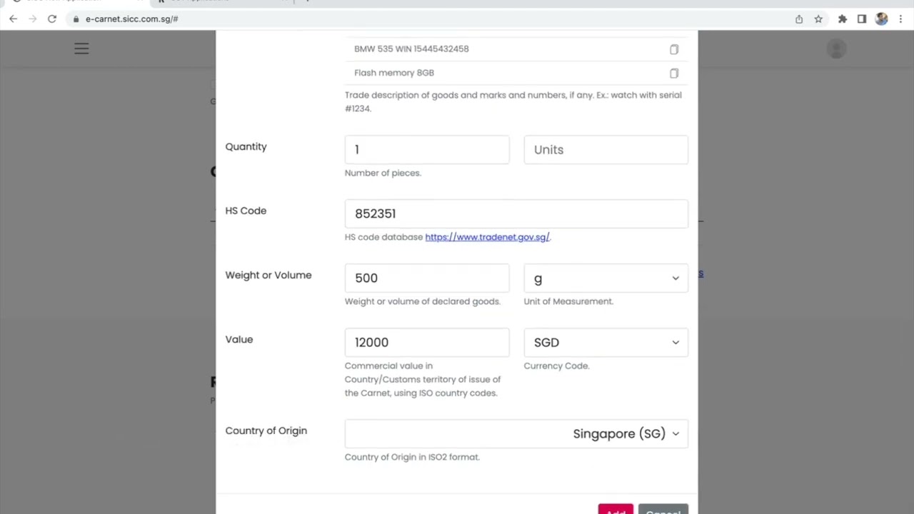 E-ATA Carnet Application System