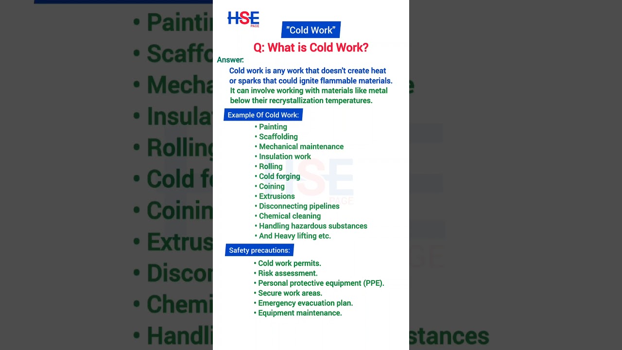 Cold Work | What Is Cold Work? | Safety Officer Interview NEBOSH igc #hsepage #safetypro #nebosh