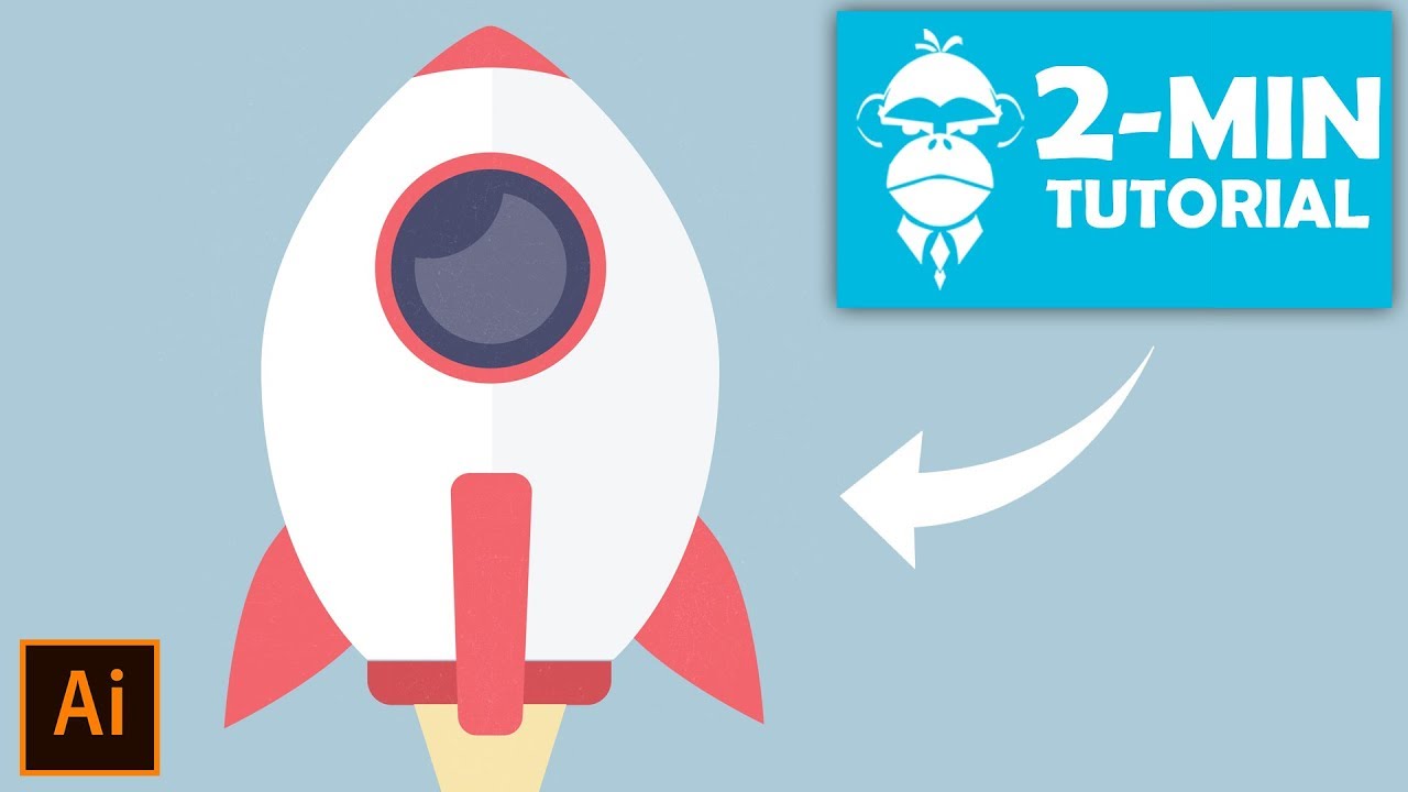 Flat Design Space Rocket - Illustrator Tutorial