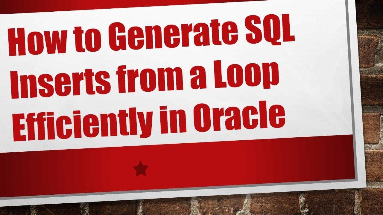 How to Generate SQL Inserts from a Loop Efficiently in Oracle