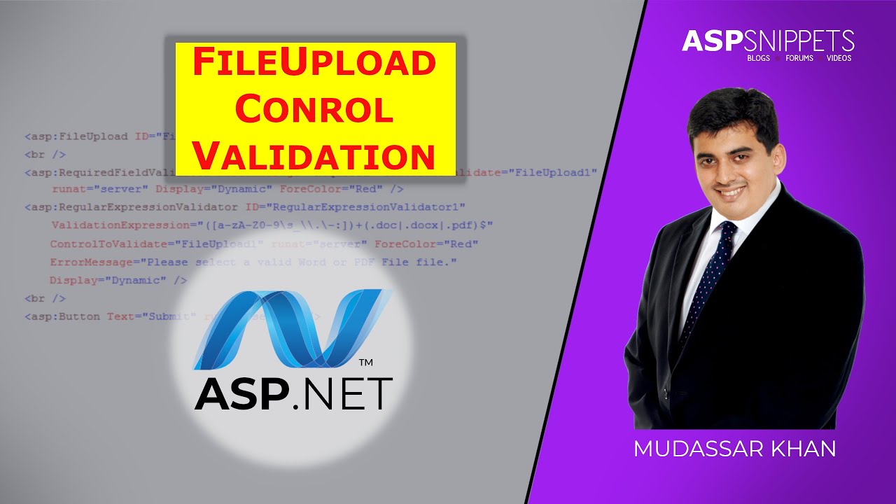 Validate FileUpload Control using RegularExpressionValidator in ASP.Net