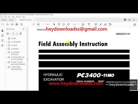 Komatsu PC3400-11M0 Hydraulic Excavator Field Assembly Instruction Manual GEN00237-00 - PDF DOWNLOAD