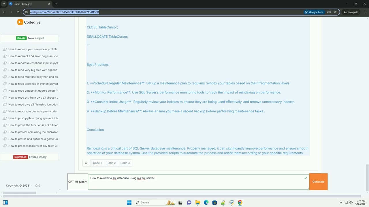 how to reindex a sql database using ms sql server