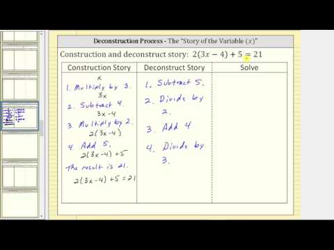Solve An Equation Using Construct/Deconstruct Story I (Four Step ...