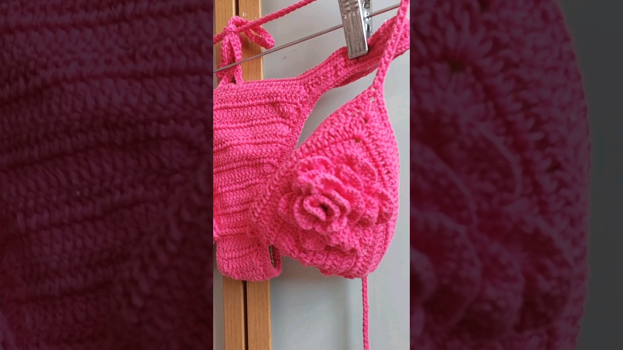 Biquini com aplicação em flor.🌸 #crochet #handmade