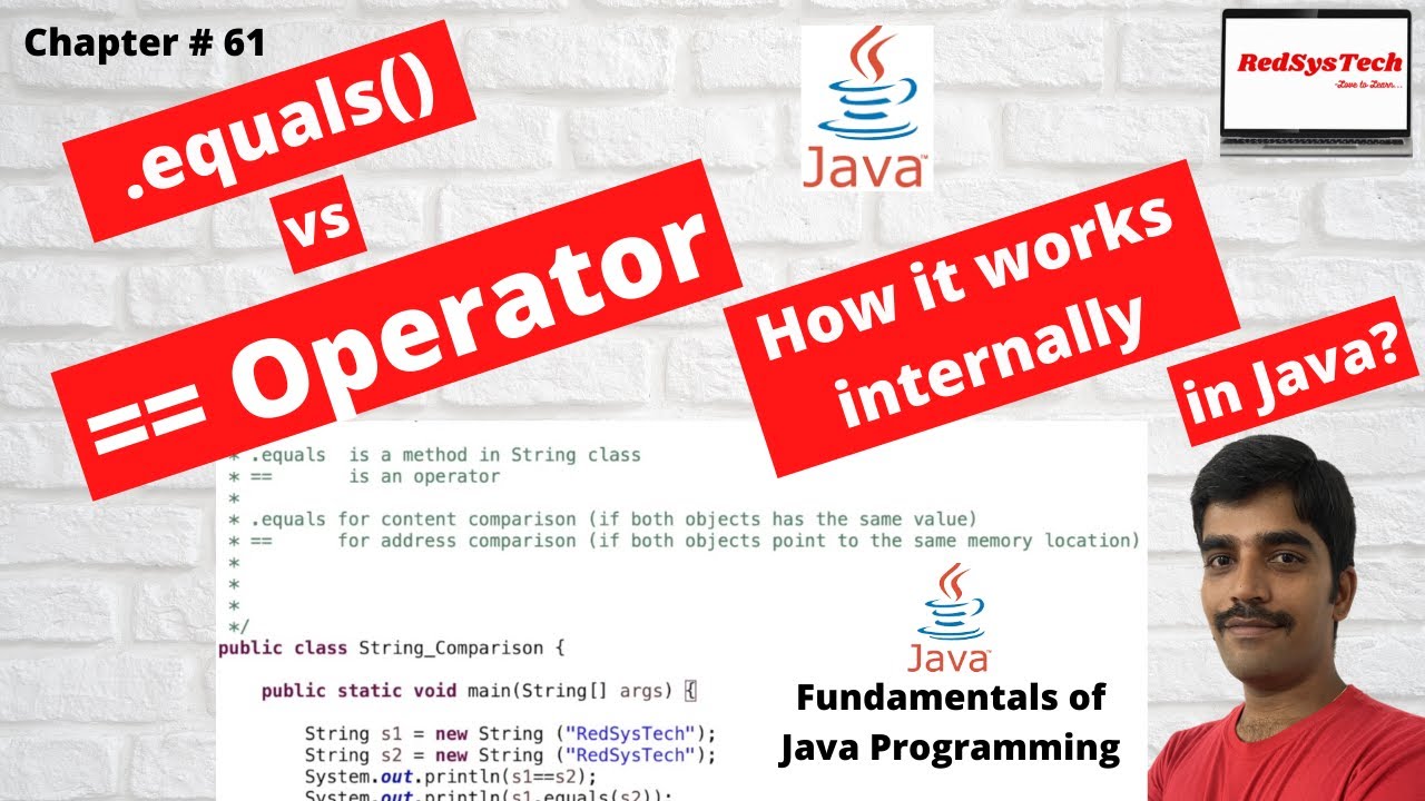# 61 Difference between equals() and == operator in Java | Learn Java |Java Tutorial from RedSysTech