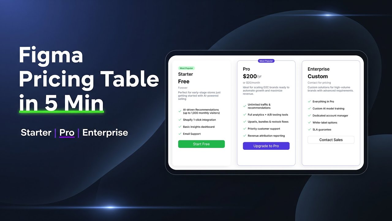 Figma Pricing Section Design in 5 Minutes (Starter, Pro & Enterprise)