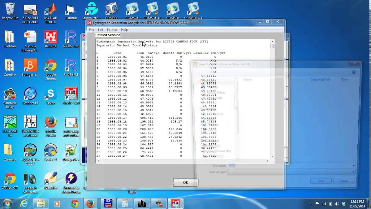baseflow separation with FLUX