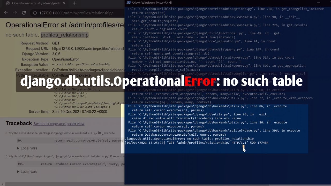 django db utils OperationalError no such table | Django Error | django error no such table |