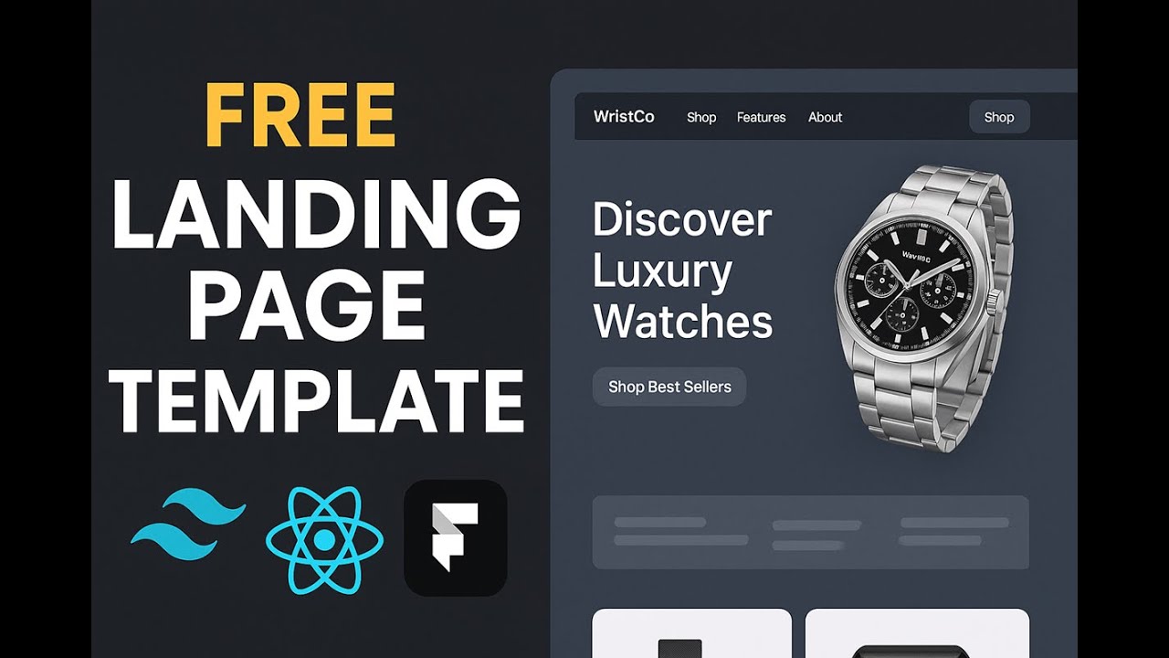 Free React + Tailwind Wristwatch Landing Page Template