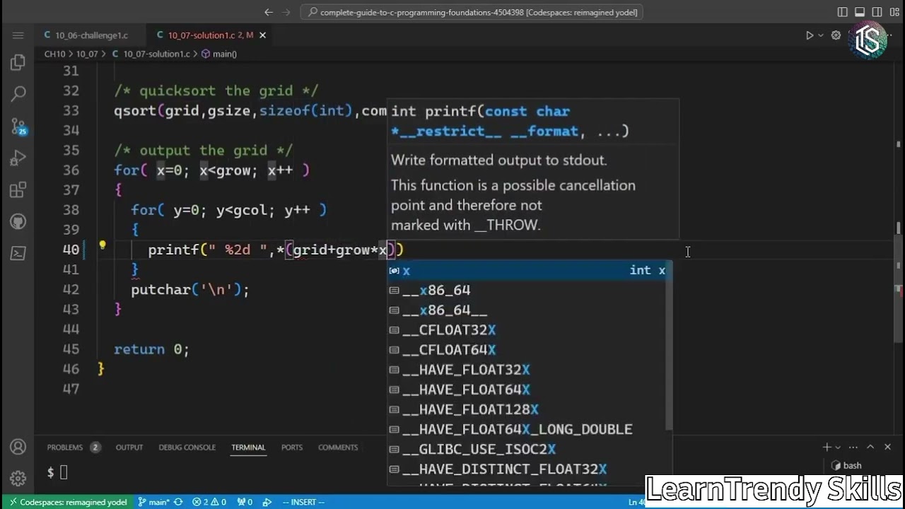 ✅ Chapter Solution: Sorting a Grid in C | Step-by-Step Explanation