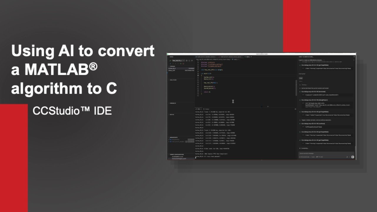 Using AI in CCStudio™ IDE to convert a MATLAB® algorithm to embedded C