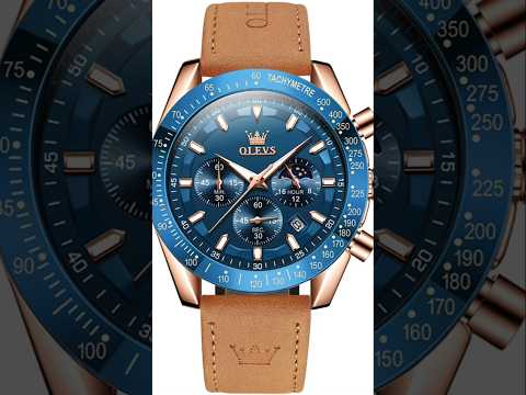 🔥 2025’s Best Chronograph Watch for Men | Luxury Blue Leather Quartz Timepiece Review! #watch