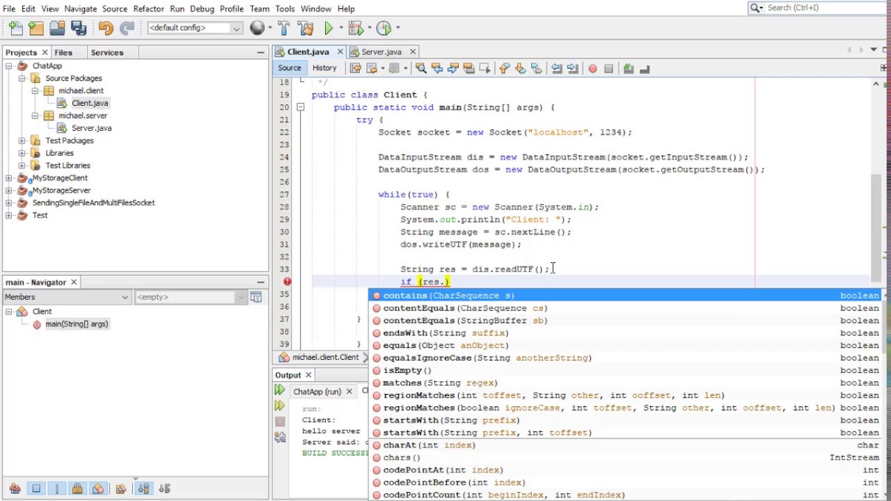 How to make a chat application using java socket