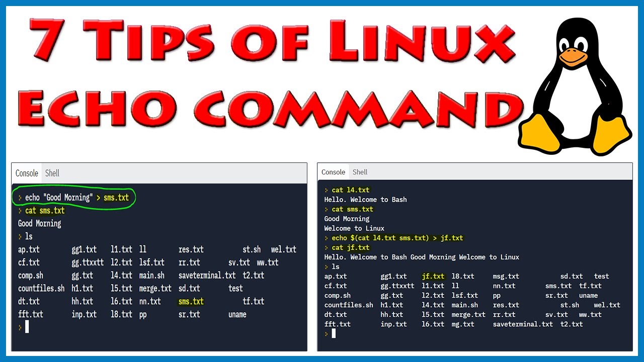 7 Practical Tips of Linux Echo Command for File Operations | Linux Commands Tutorial | File Command