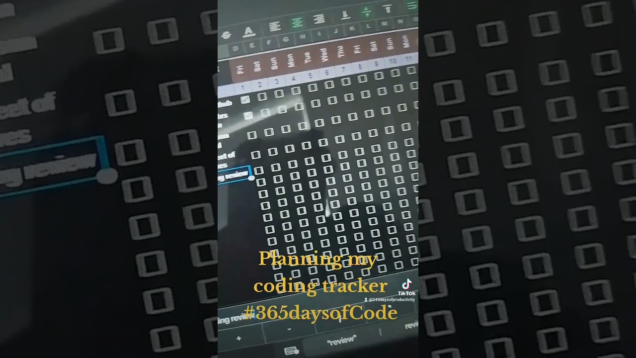 coding habit tracker in spreedsheet #coding #tech #react.js #365daysofcoding #webdevelopment