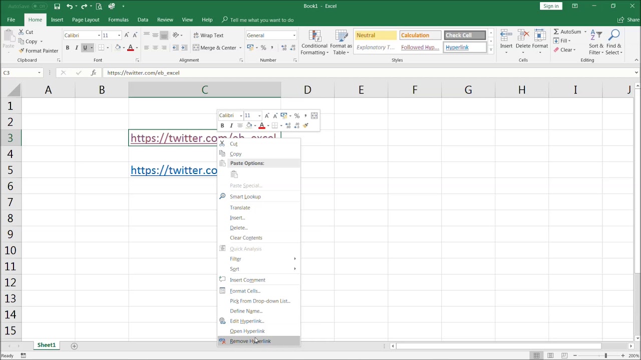 Editing Hyperlinks in Excel