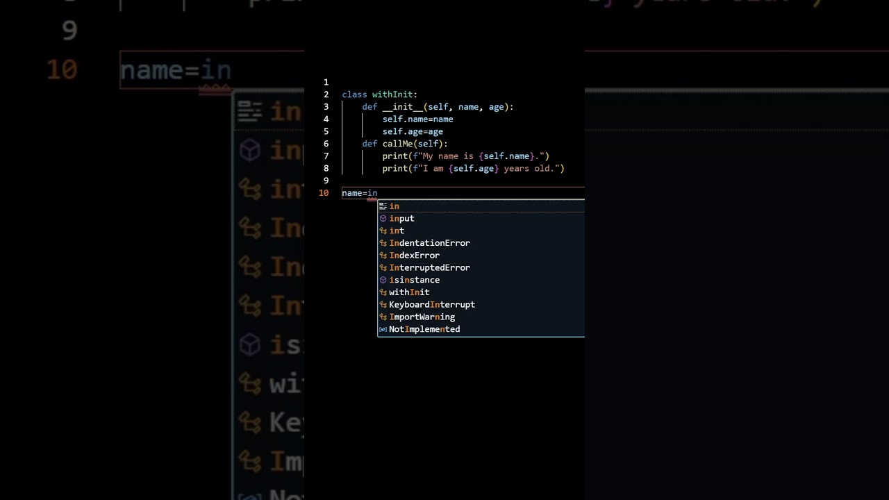 Python class using init | #pythonclass #objectorientedprogramming