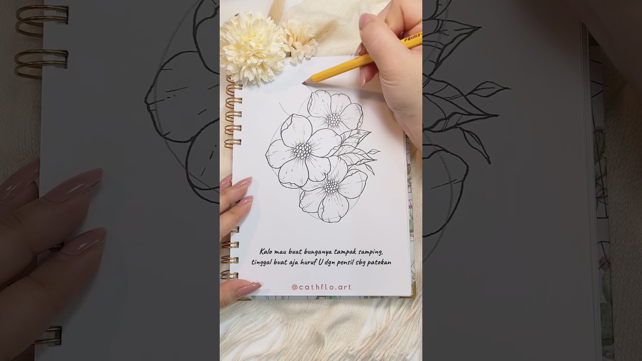 Tutorial Gambar Bunga Aesthetic @cathfloart ​⁠​⁠