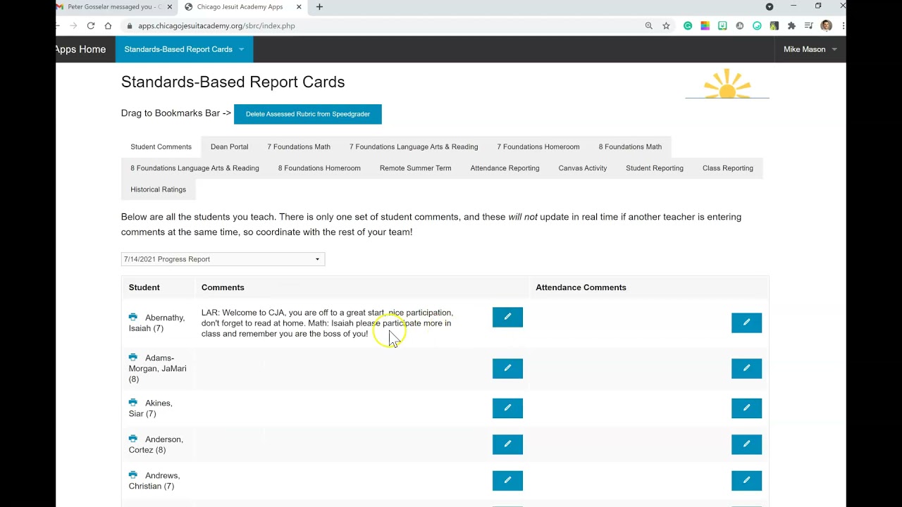 Adding Comments to Progress Reports @ CJA