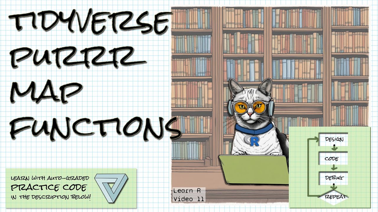 The purrr package map functions in the Tidyverse; Learn R Video 11
