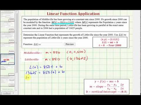 Ex: Linear Function Population Growth (Parallel Lines Application ...