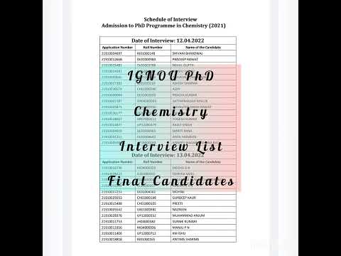 IGNOU PhD Entrance Exam 2021-22 | Chemistry | Interview List | Results