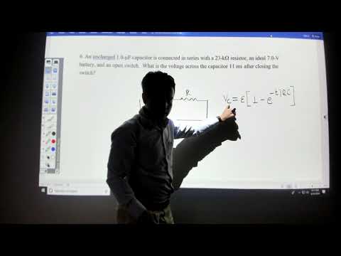 Charging of a capacitor # R, C and V given # Calculate the Voltage across the capacitor after time t