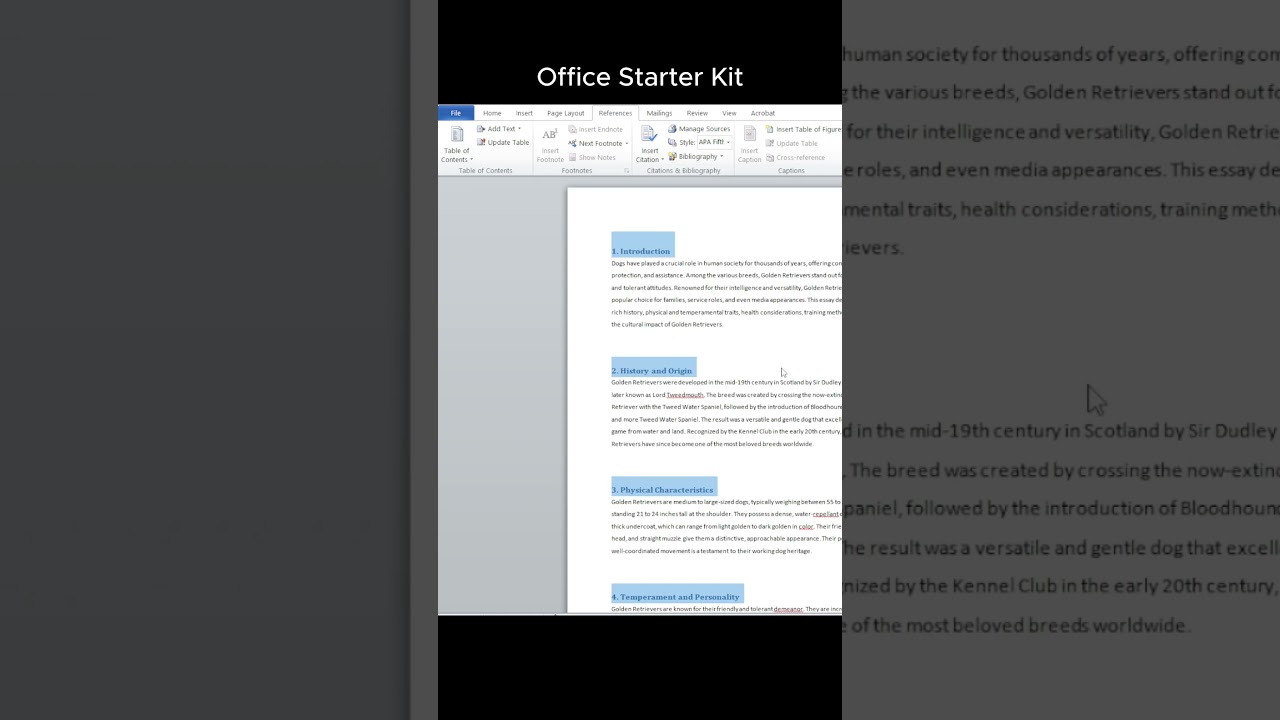 Create Automatic Table of Content in Word  #excel#tutorial #word #table #officestarterkit