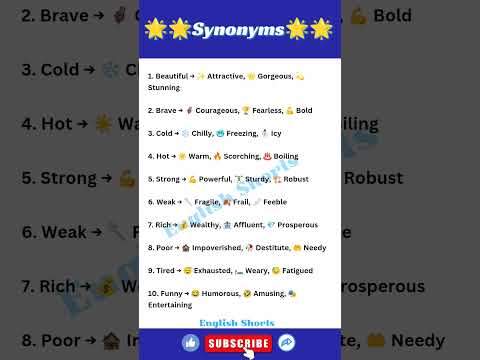 ✨ Synonyms with Emojis – Fun & Easy Learning! #synonyms #englishgrammar #english #shorts