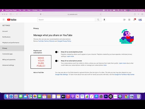 *HOW TO!! - Make your SUBSCRIPTIONS PUBLIC on YOUTUBE! QUICK TUTORIAL!!
