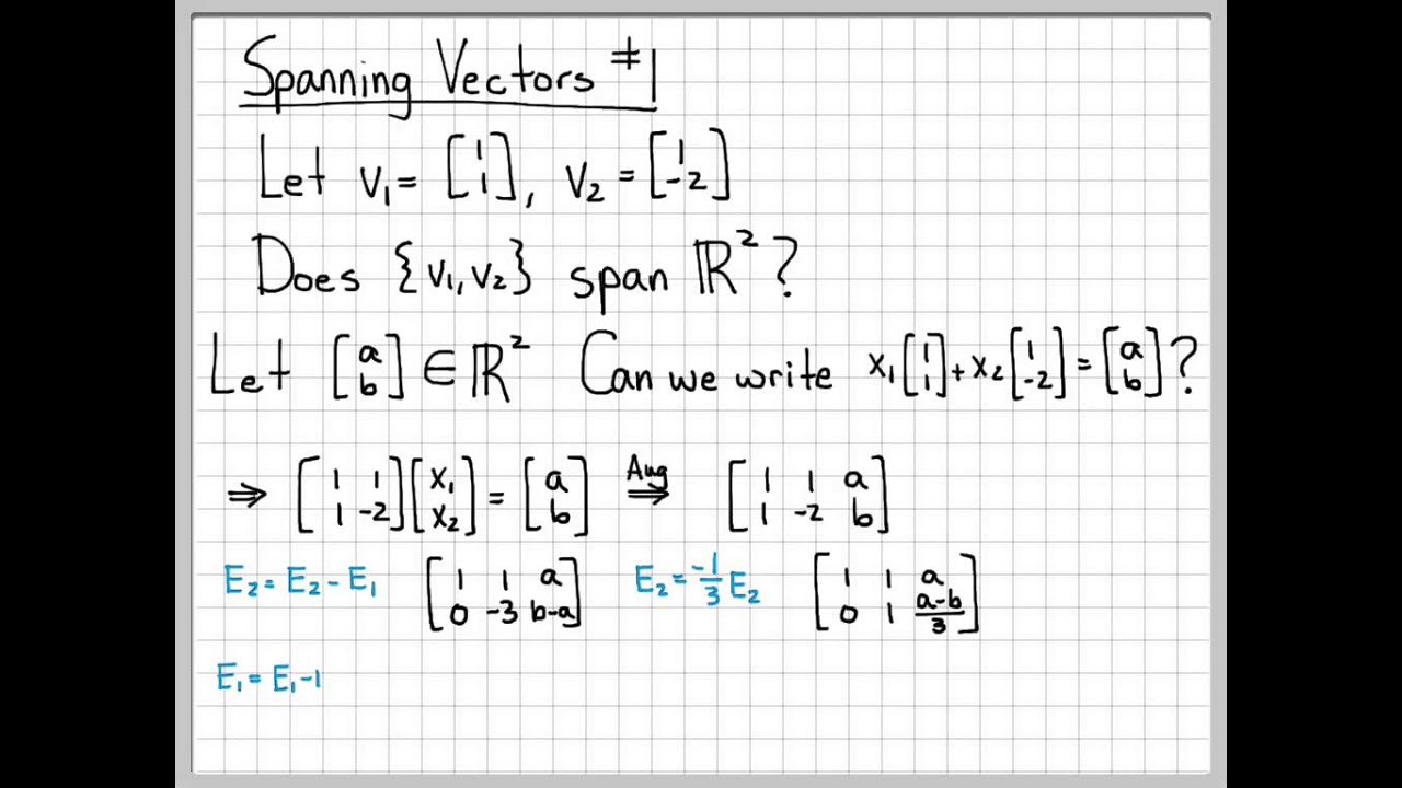 Linear Algebra Example Problems - Spanning Vectors #1