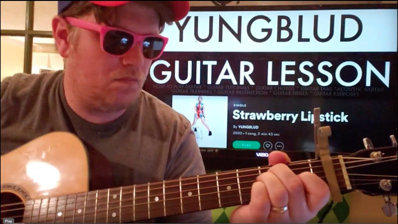 YUNGBLUD - Strawberry Lipstick // guitar lesson beginner tutorial easy chords
