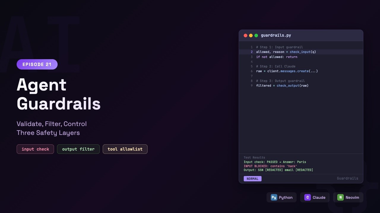 Build AI Apps with Python: Safe AI Agents — Input Validation and Output Filtering | Episode 21