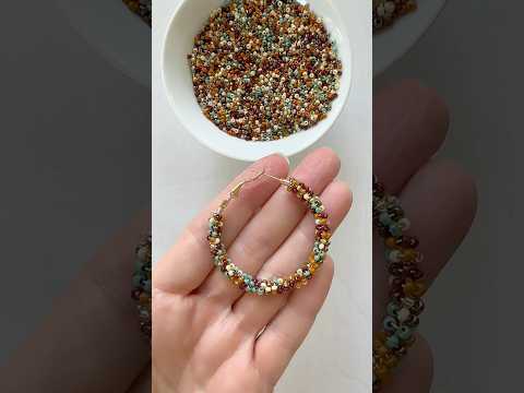 Make a Pair of Beaded Wire-Wrapped Hoop Earrings With Me! #beadmix #seedbeads #beadedjewelrymaking