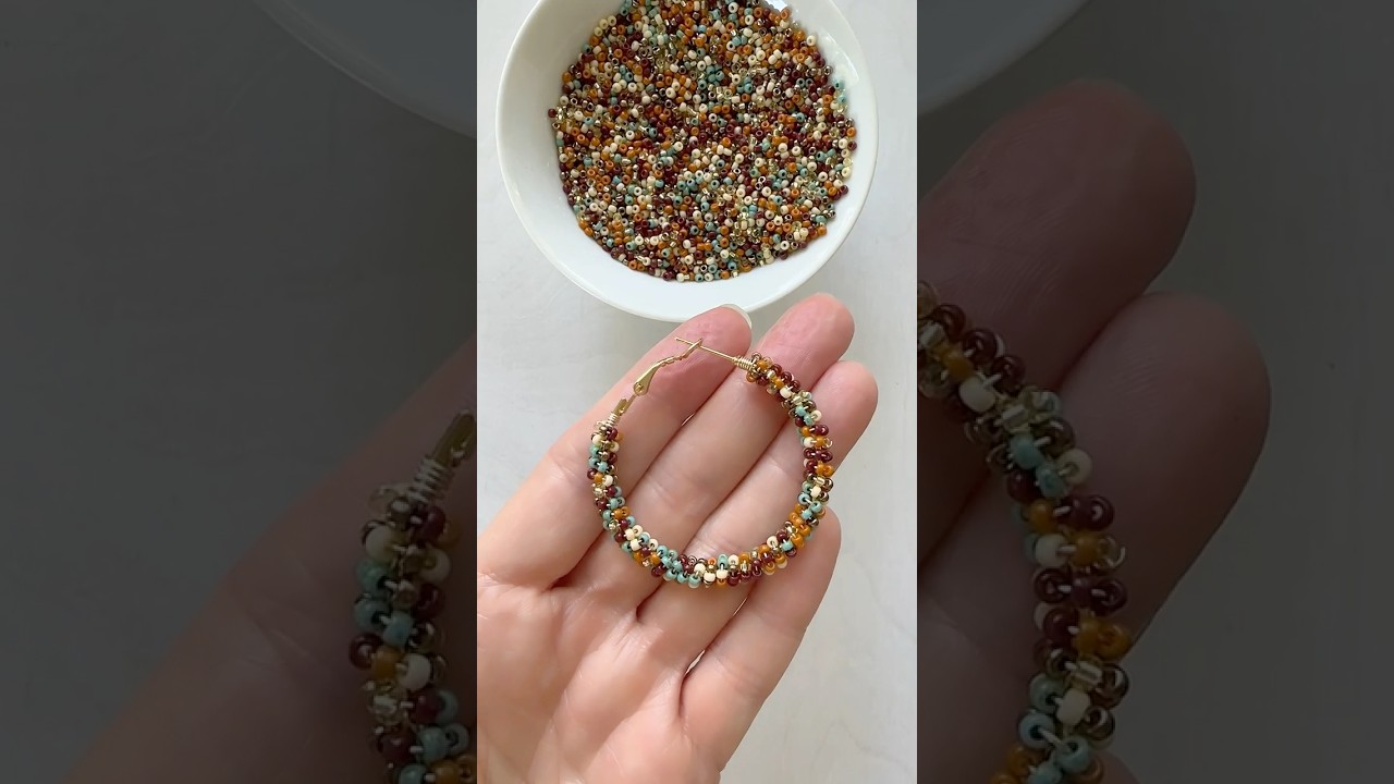 Make a Pair of Beaded Wire-Wrapped Hoop Earrings With Me!  #beadmix #seedbeads #beadedjewelrymaking