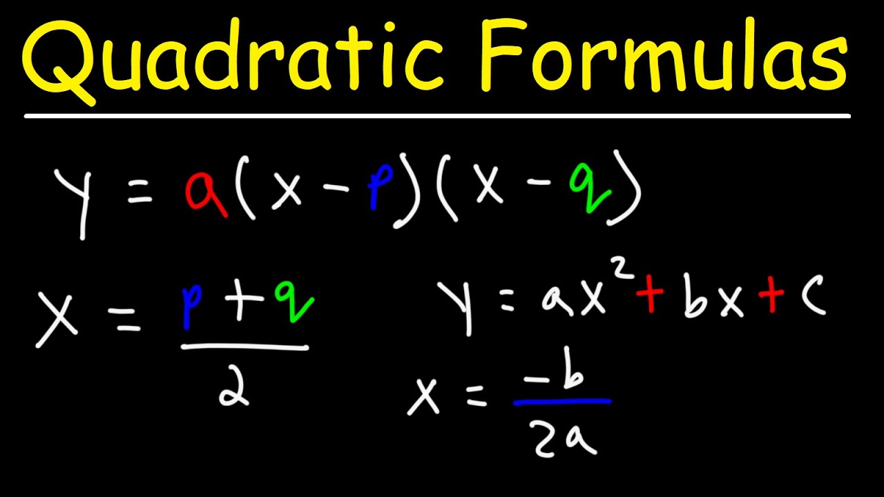 Quadratic Equations - Formulas and Notes