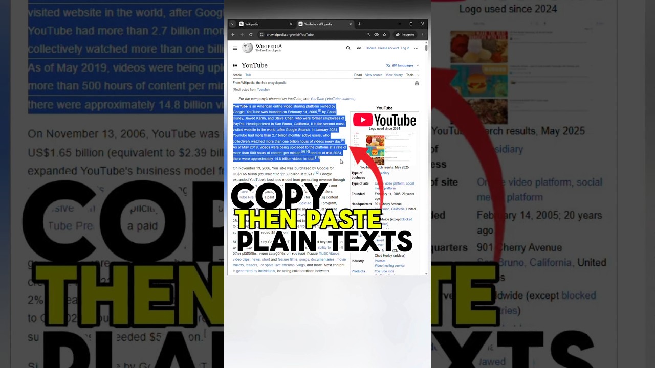 Paste the Copied texts from the web | Paste as a Plain Text.