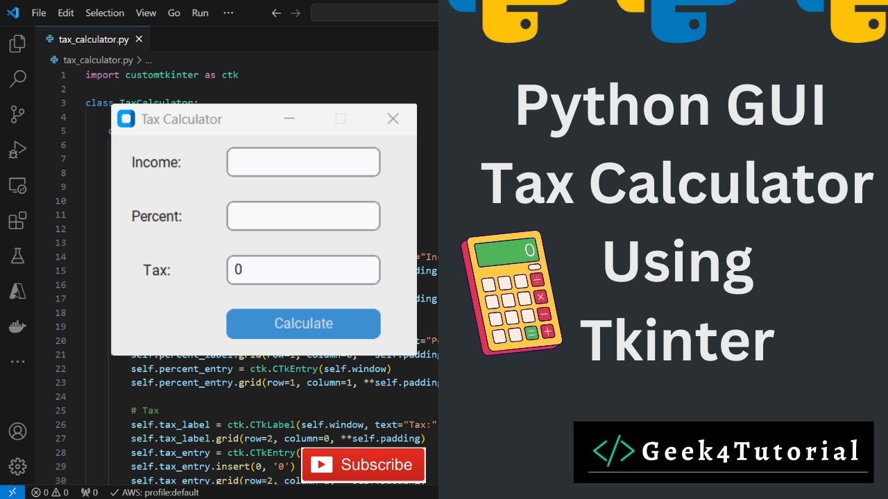 Build a Tax Calculator with Python and Tkinter | Python GUI Development – Full Tutorial