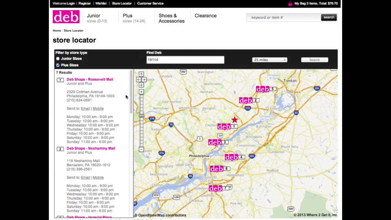 How to Use the Deb Shops Store Locator