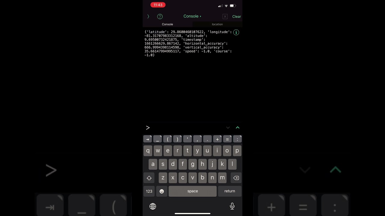 Get current location details. #pythonista #python