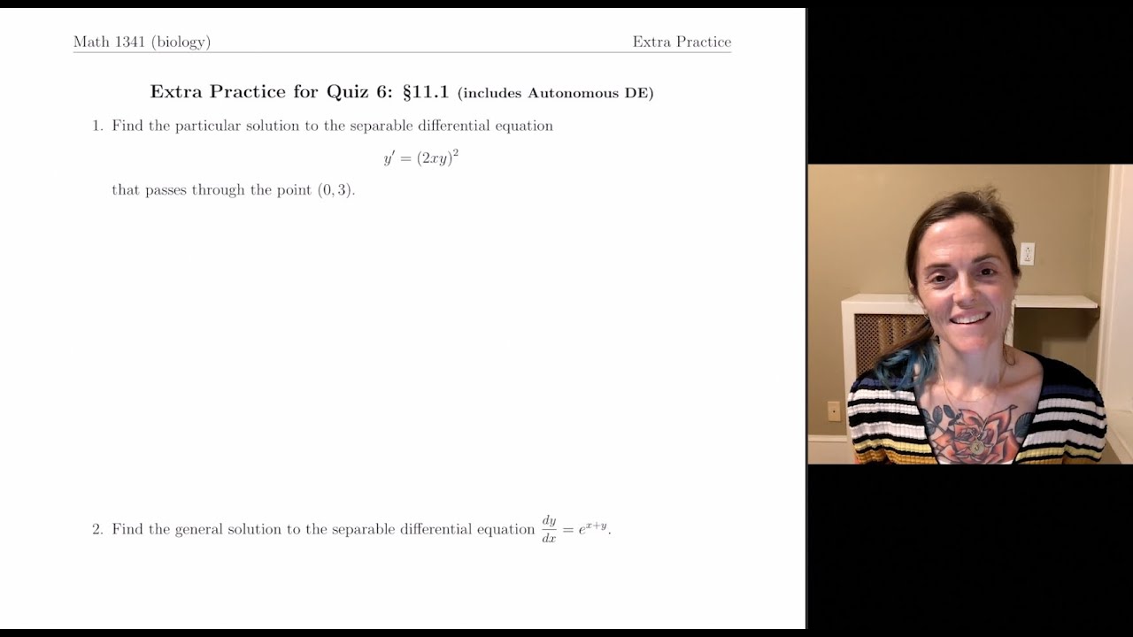 Calculus I: Quiz 6 Extra Practice (bio)