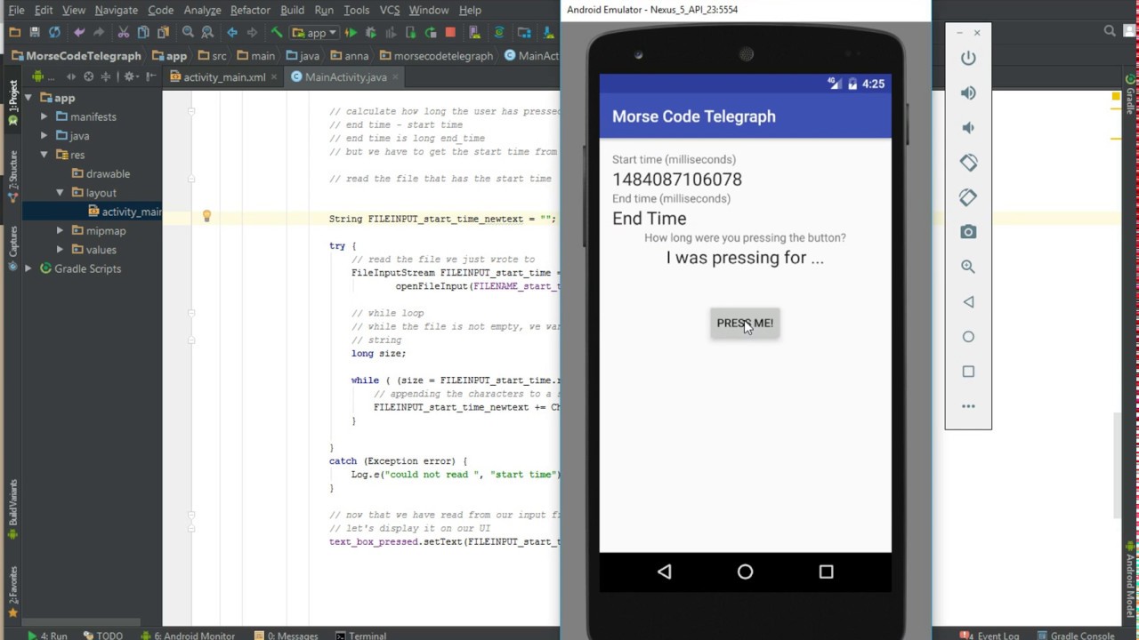 Android Internal Storage Tutorial, Morse Code App - part 3, reading from internal storage