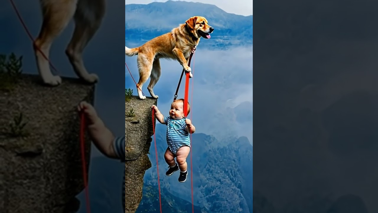 Dog saved a Child from falling off a mountain