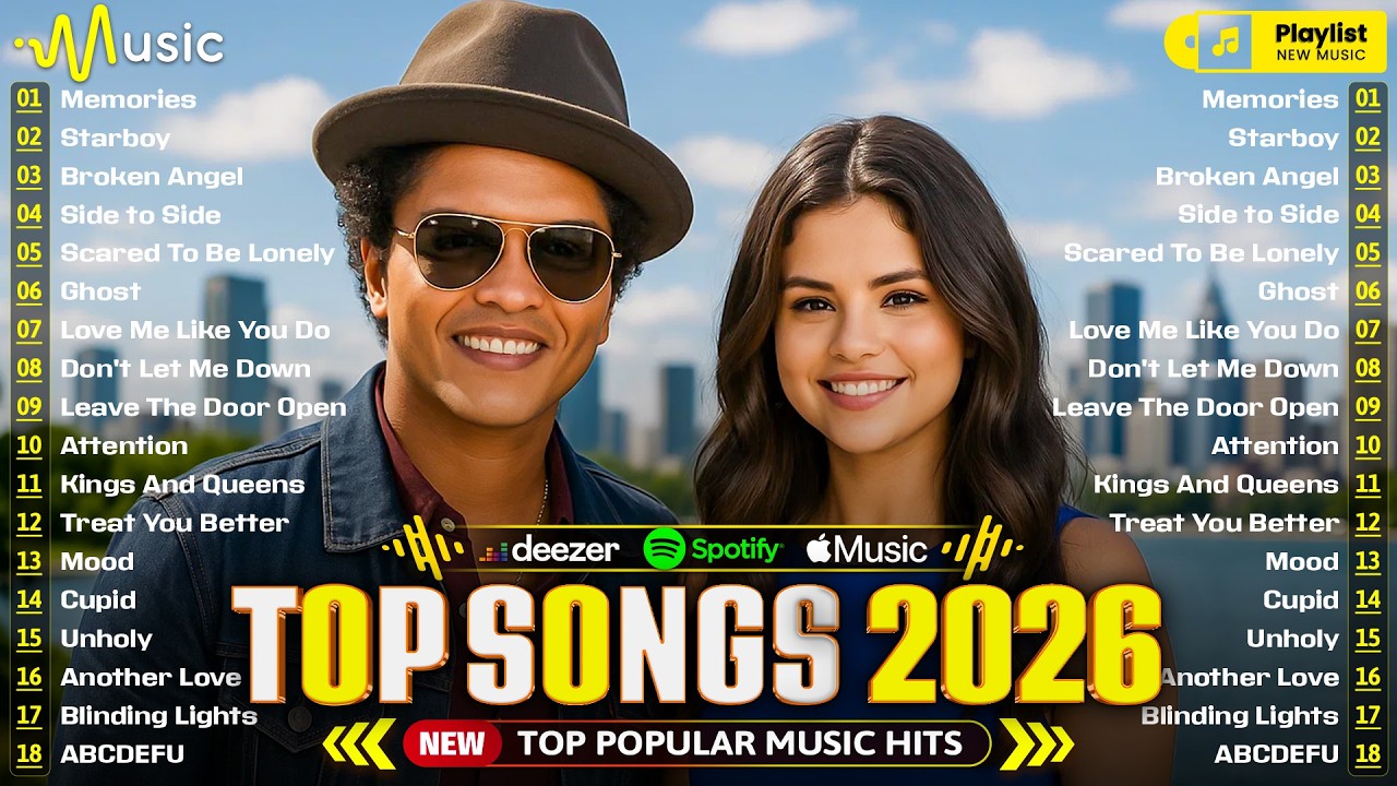Billboard Hot 100 🍊 Spotify Playlist 2026 🍅 Bruno Mars, Selena Gomez, The Weeknd, Adele, Ed Sheeran