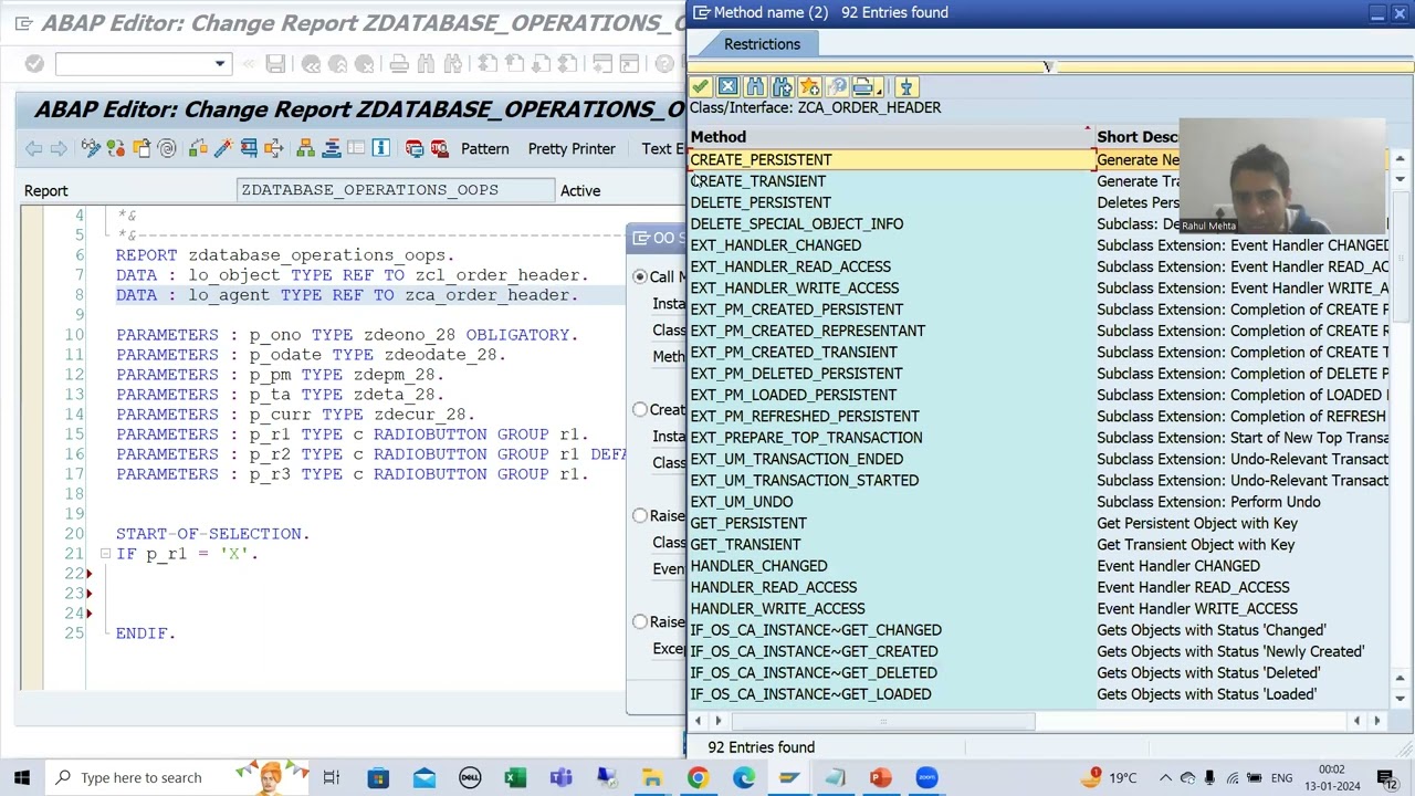98 - ABAP OOPS - Persistence Class - Database Operations - INSERT Part1