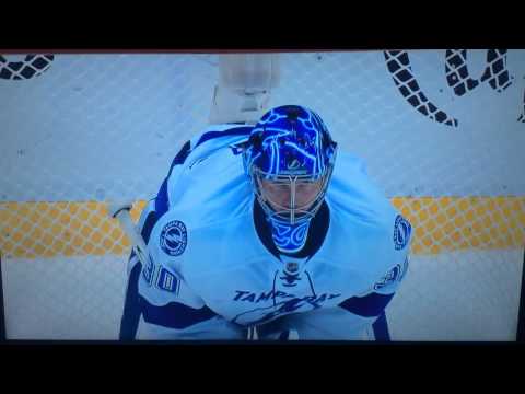 Ben Bishop Scores in Own Net vs Red Wings - 2015 NHL Playoffs