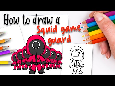 #54 How to draw Squid game guard (soldier) easy step by step for beginners | Rainbow art for kids