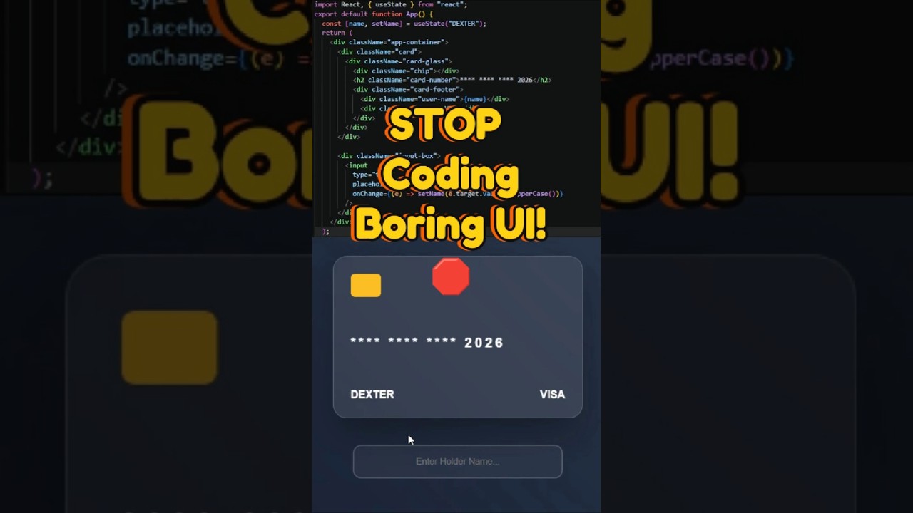 How to Build a Dynamic Card in React 🚀 (Hooks Tutorial) #react #coding