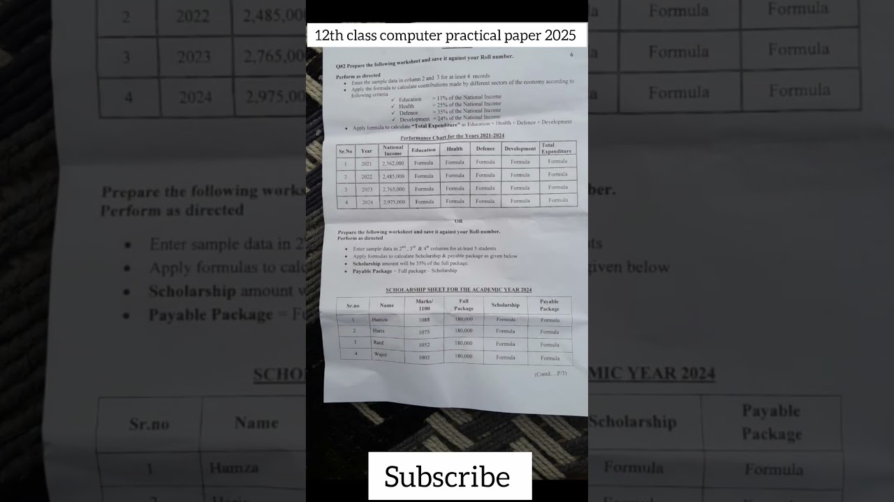 12th class computer practical paper 2025